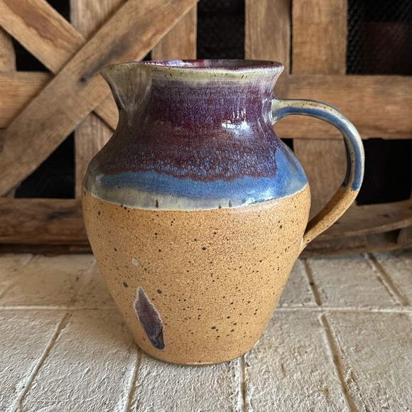 Kitchen | Handmade Pitcher Pottery Purple As And Natural | Poshmark